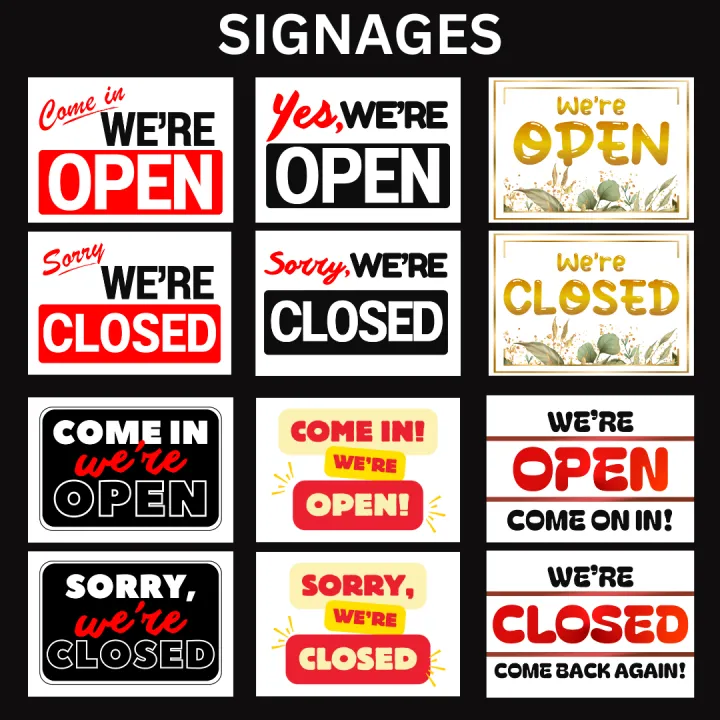 OPEN CLOSE STORE SIGNAGE, WE'RE OPEN SIGNAGE, WE'RE CLOSED SIGNAGE, PVC ...