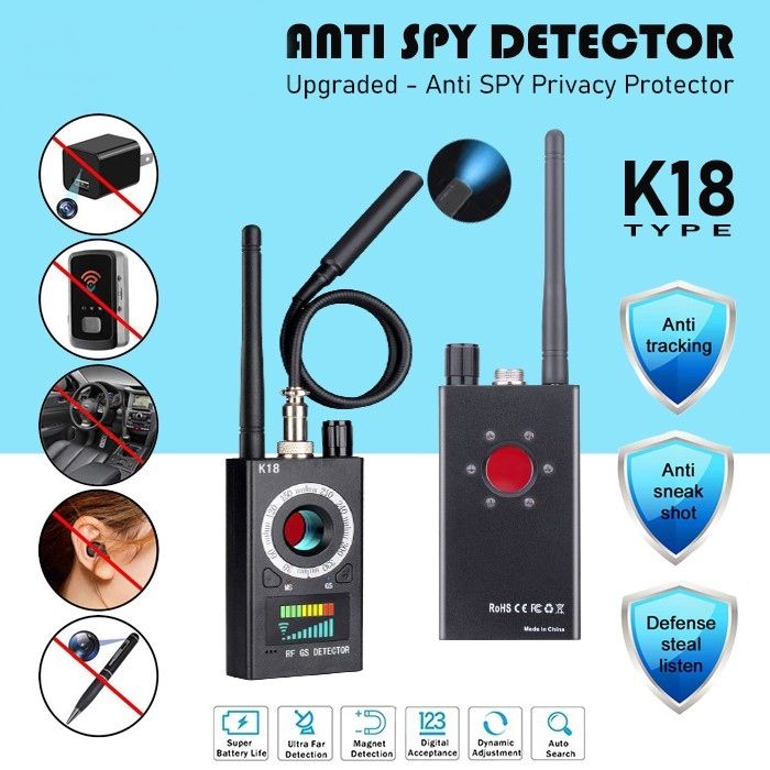 RF Signal Detector Anti Spy Detector Camera K18 Audio Bug Finder GPS ...