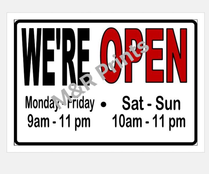 WERE OPEN WITH TIME LAMINATED SIGNAGE | Lazada PH