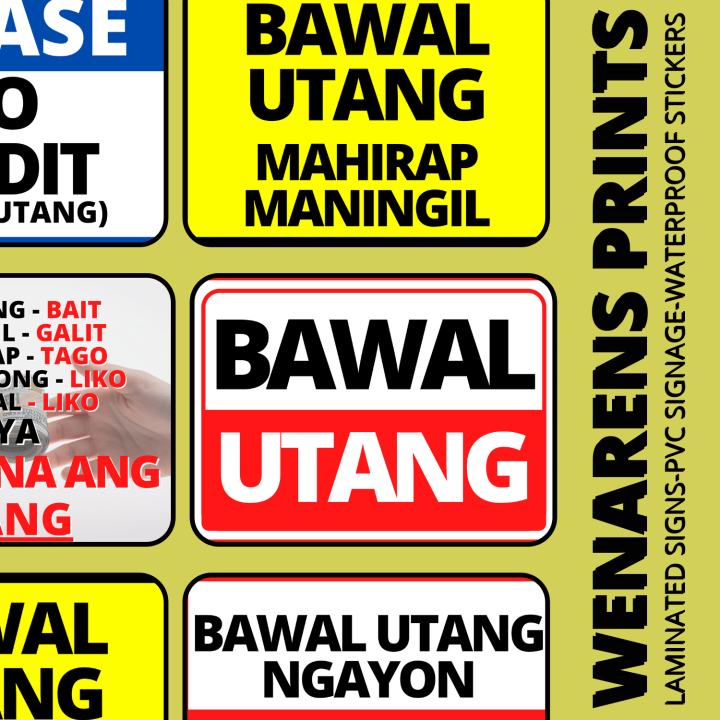 Bawal Utang No Credit Bawal Umutang Laminated, Waterproof Sticker & PVC ...
