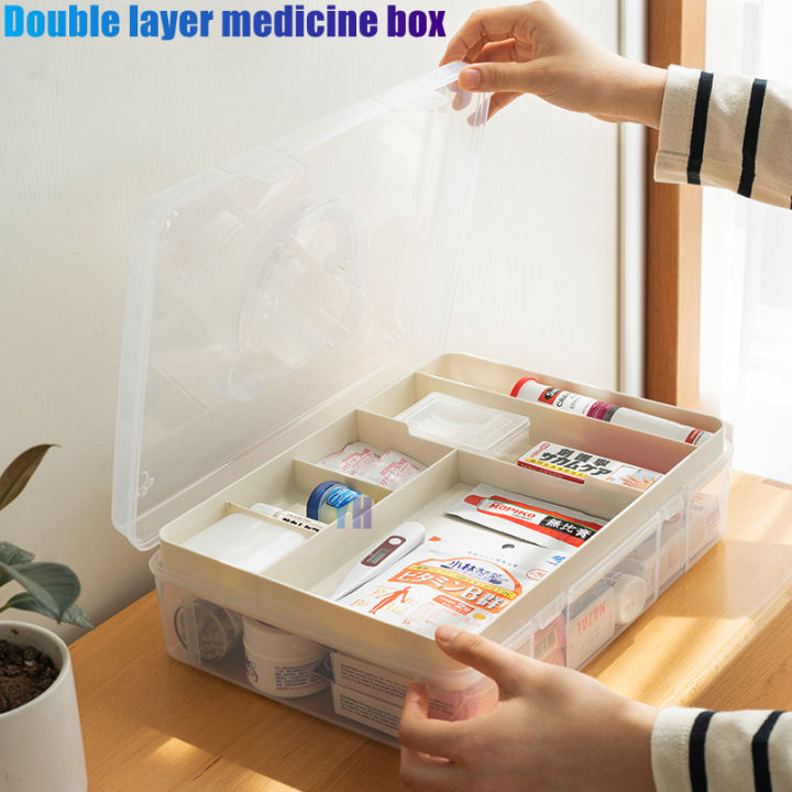 First Aid Kit Storage Box Plastic Family Emergency Medicine Box ...