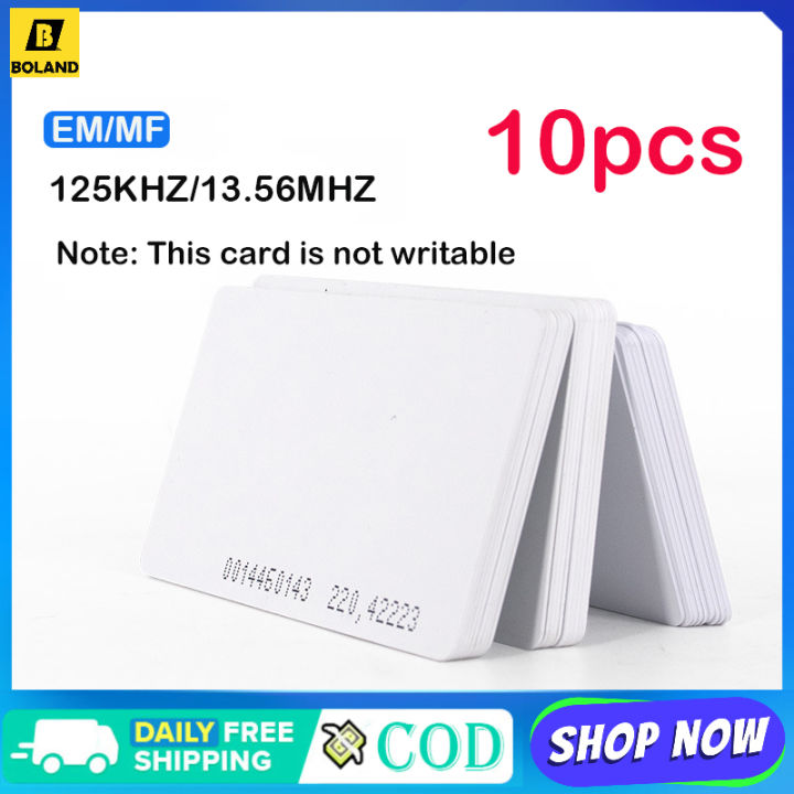 Boland 10pcs RFID 13.56Mhz/125KHz Card S50 EM4100 White Tag Read Only ...