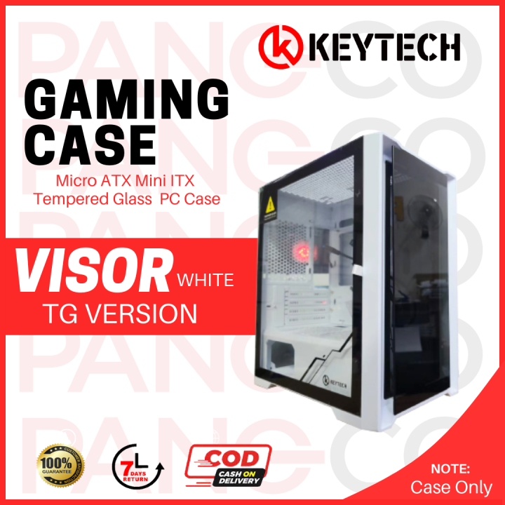 KEYTECH KNIGHT VISOR Tempered Glass Midtower Desktop PC Gaming Case ...