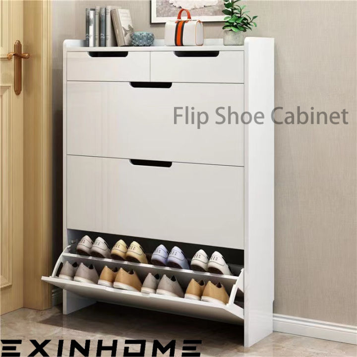 EXINHOME Flip Shoe Cabinet Shoe Rack Shoe Organizer Family Storage ...
