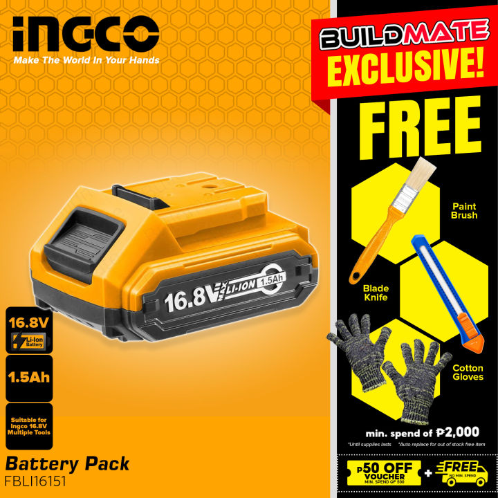 INGCO Lithium Ion Battery Pack16.8V FBLI16151 •BUILDMATE• IHT | Lazada PH