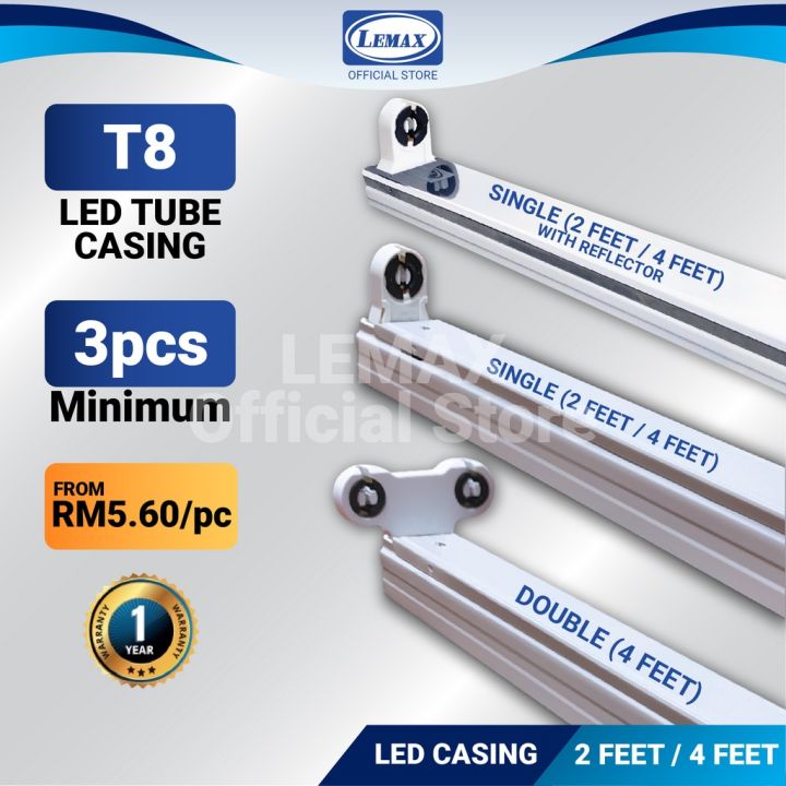 LEMAX T8 LED TUBE Casing (2FT/4FT) Lampu Kalimantang Bulb Siling 2, 4 ...