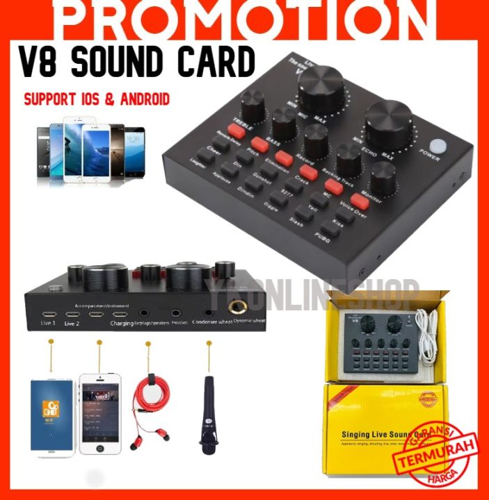 ~Ship from KL~ V8 Sound Card Broadcast Audio Streaming USB Headset ...