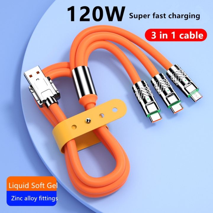 3 In 1 Zinc Cable Fast Charging Data USB Cable For Micro Ip Type-C ...