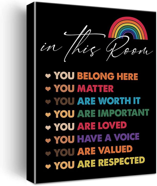 In This Room You Are Canvas Wall Art Motivational Quotes Rainbow Canvas ...