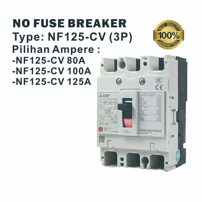 NFB (NO FUSE BREAKER ) MCCB 3P MITSUBISHI NF125-CV 80A / 100A / 125A | Lazada Indonesia