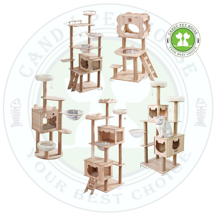 Cat Climbing Tree / Multi-Layer Wooden Cat Tree / Cat House | Lazada
