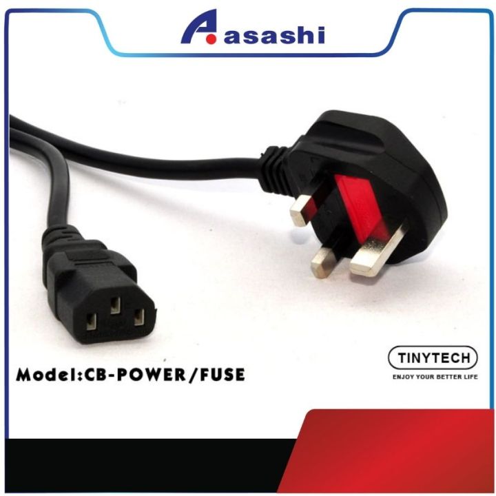 Tinytech 3 Prong 2 pin 3 pin hole Power Cord Cable with 13A Fuse for ...