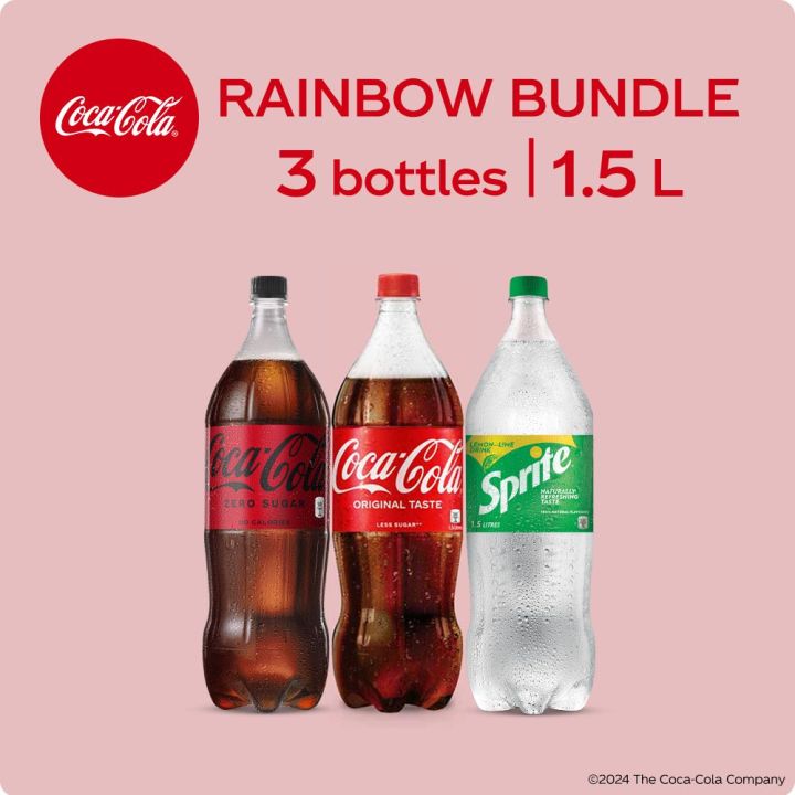 Coke, Coke Zero, Sprite Regular 1.5L Rainbow Bundle - Pack of 3 | Lazada PH