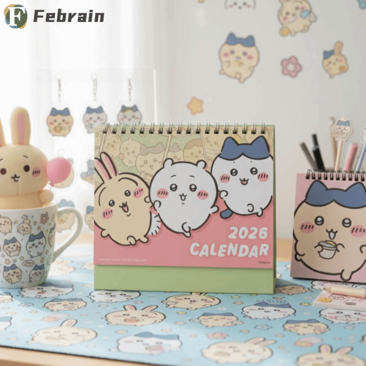 FEBRAIN Vertical 2026 Chiikawa Calendar Schedule Mark Cartoon Usagi ...