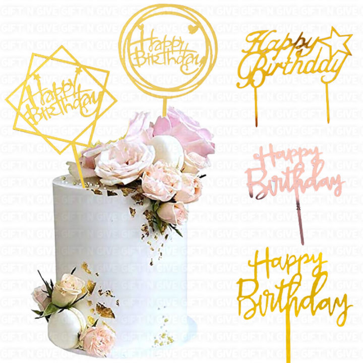 Cursive Linked Cake Topper Happy Birthday Acrylic Baking Party ...