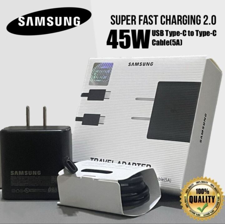 Original SAMSUNG 45W Watts Quick Fast Charger 6A Turbo Charging Type C ...