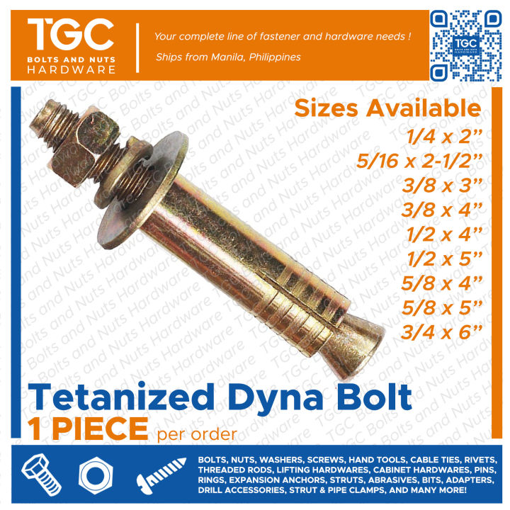 TGC 1PIECE Dyna Bolt 1/4 , 5/16 , 3/8 , 1/2 , 5/8 , 3/4 inches ...