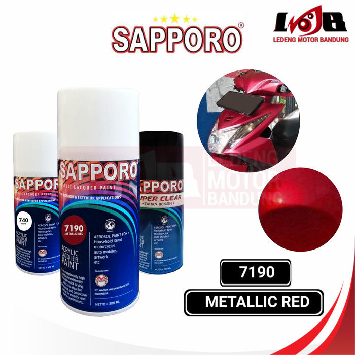 Sapporo 7190 Metallic Red Cat Semprot Aerosol Pilox Warna Merah Metal ...