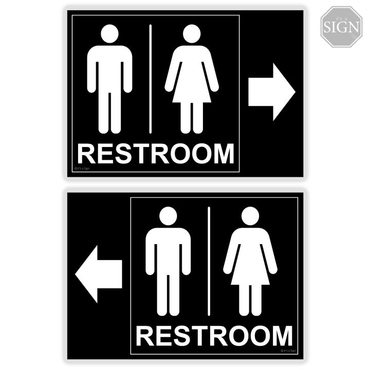 Restroom Toilet This Way Left Right - Laminated Signage Label - A4 Size ...