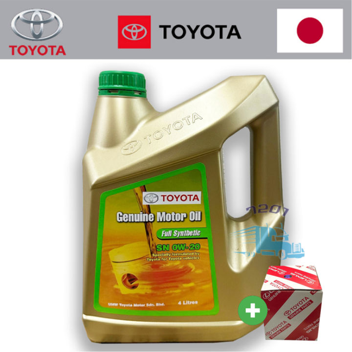 TOYOTA 0W20 SN Fully Synthetic Engine Oil (4L) 0W-20 WITH OIL FILTER | Lazada