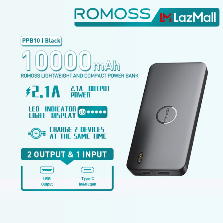 Romoss PPB10 10000mAh 2 Output 1 Input Compact Portable Power Bank ...