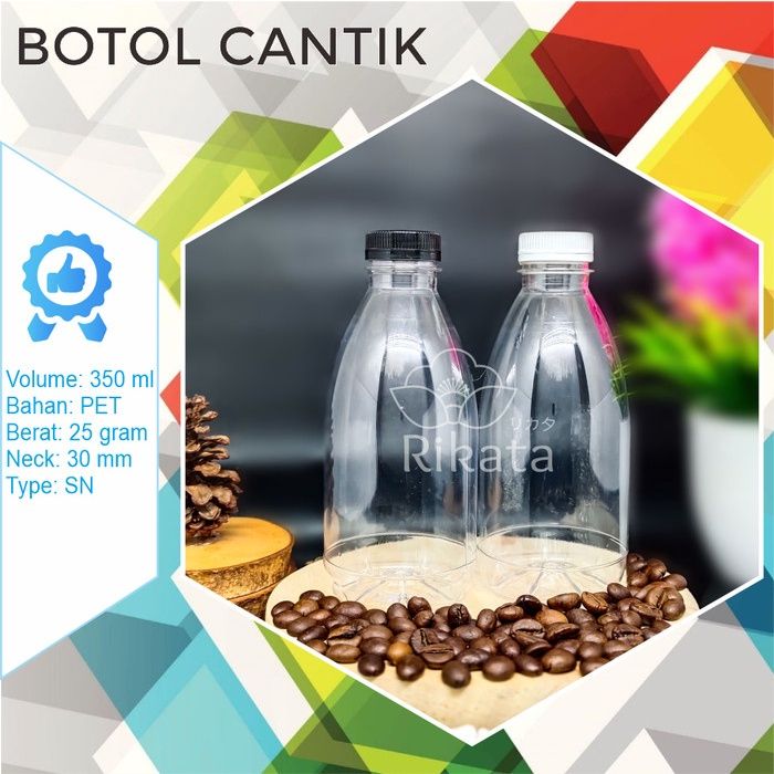 PAKET 10 PCS Botol Plastik Cantik 350 ml - Botol Cantik TEBAL - Botol ...