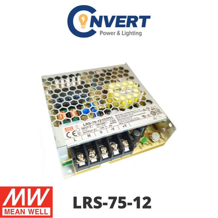 Mean Well LRS Series (LRS-75) LRS-75-12 Industrial Panel Mount Switching Power Supply - 72W 12V ...