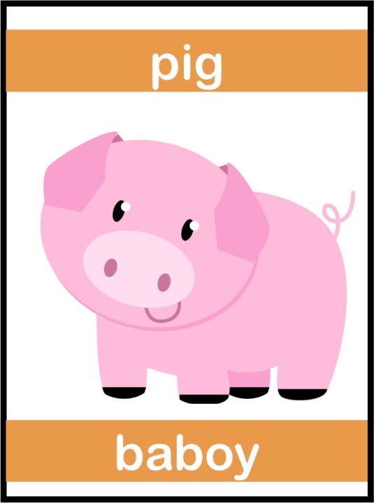 Filipino Laminated Flashcard for Kids | Farm animals | Mga hayop sa ...