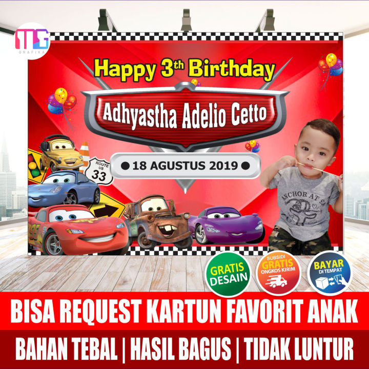 Cetak Banner Spanduk Ulang Tahun Ultah Anak TEMA mobil balap queenn ...