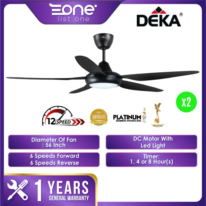 Deka 56 Inch 5 Blades DDC21L X2 12 Speeds Forward & Reverse Dc Motor ...