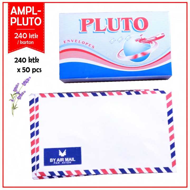Amplop Putih 1 Box (50 lbr) Garis Biru Merah - Amplop Air Mail Pluto - Amplop Kertas - KB ...
