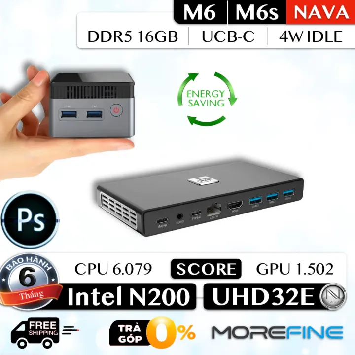 Mini PC intel N200 ☆ N100 Morefine M6 ☆ M6S type C 16GB NVME4 Win11 PRO Nhỏ Gọn Type C USBC ...