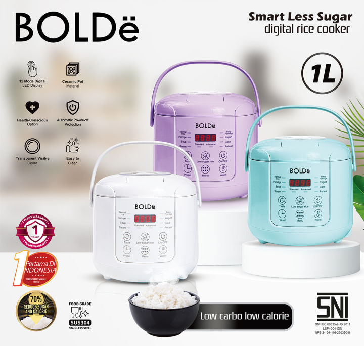 BOLDe Smart Less Sugar Digital Rice Cooker 1L | Lazada Indonesia