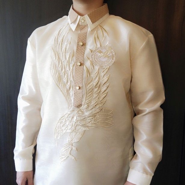 MODERN BARONG FOR MEN EAGLES DOUBLE COLLAR PURE EMBROIDERED | Lazada PH