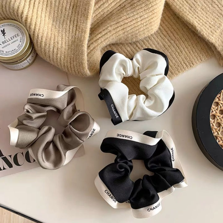 EMS cute Style Scrunchies Circle Floral Lattice Hair Tie Circle Korean ...