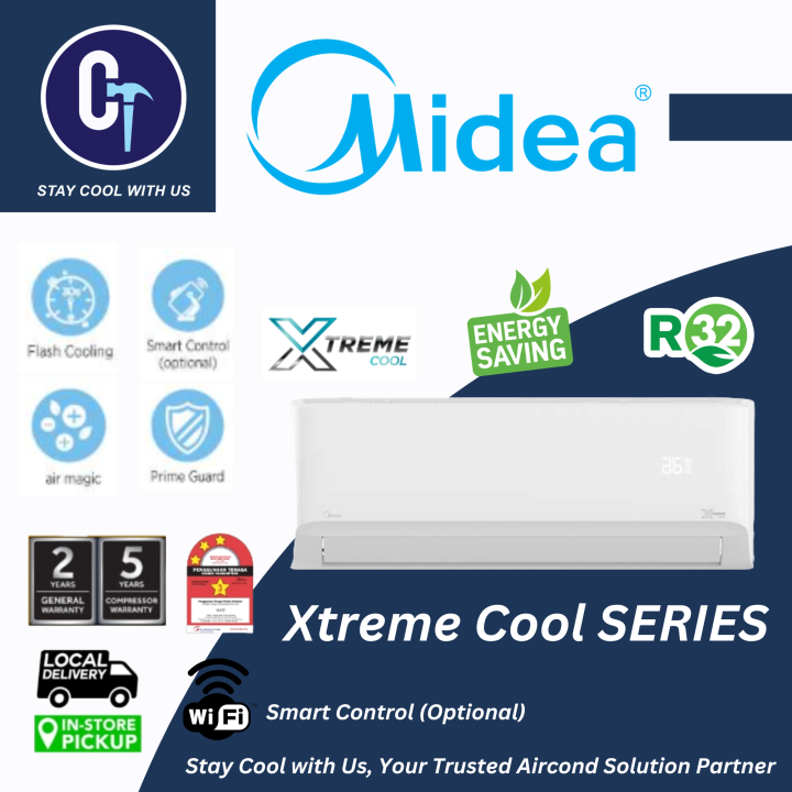 MIDEA R32 Aircond (1.0HP-2.5HP) MSAG Xtreme Cool Non Inverter Series ...