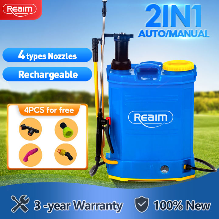 REAIM 20L Knapsack Sprayer Rechargeable 2-IN-1 Electric & Manual Sprayers Agricultural With 4KG ...