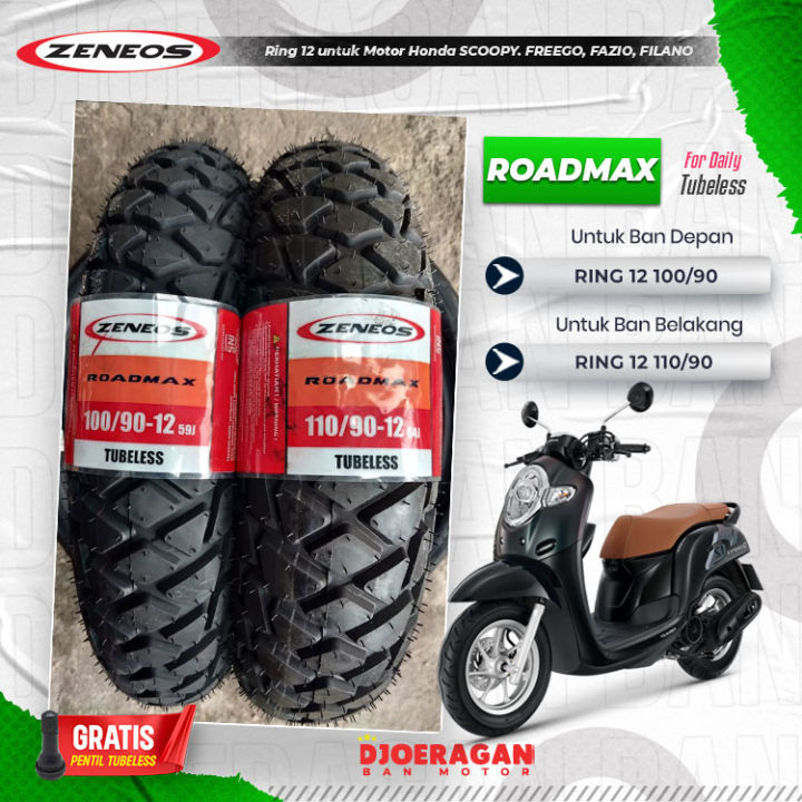 Ban Motor Matic Sepasanng Ring 12 Zeneos ROADMAX Tubeless Scoopy New Genio Beat Deluxe Vario ...