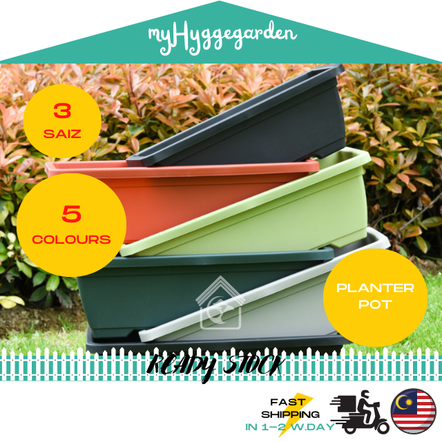 [WITH TRAY] Nordic Style Long Rectangular Plastic Flower Planter Box ...