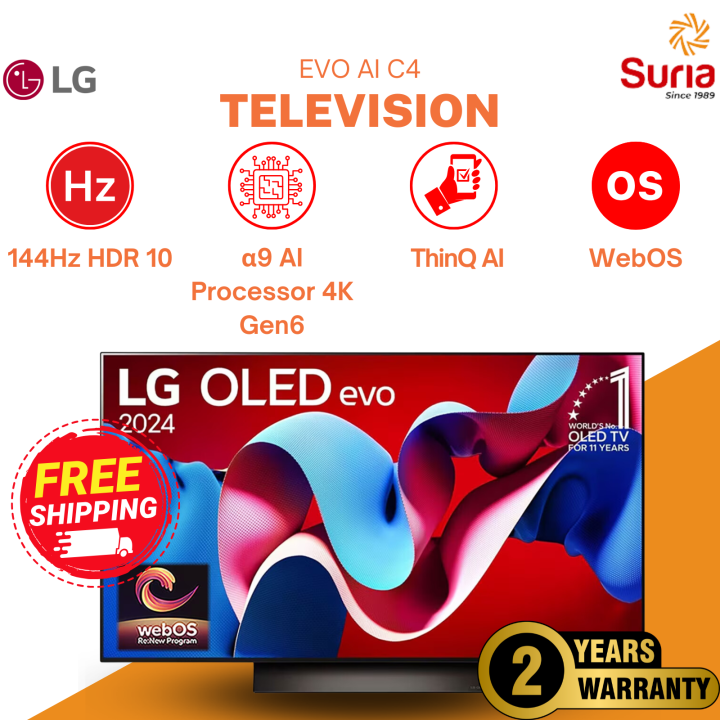 (DELIVERY KEDAH, PERLIS & PENANG ONLY) LG OLED Evo C4 48" 55" 65" 77" 4K AI Smart evision ทัศน์ ...