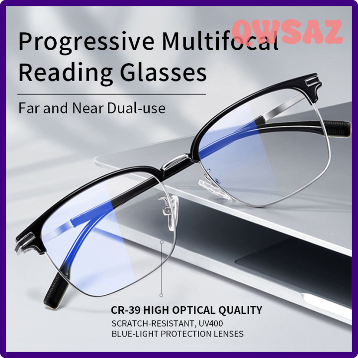 QWSAZ Progressive Multifocal Reading Glasses for Men,Anti Blue Ray Anti ...