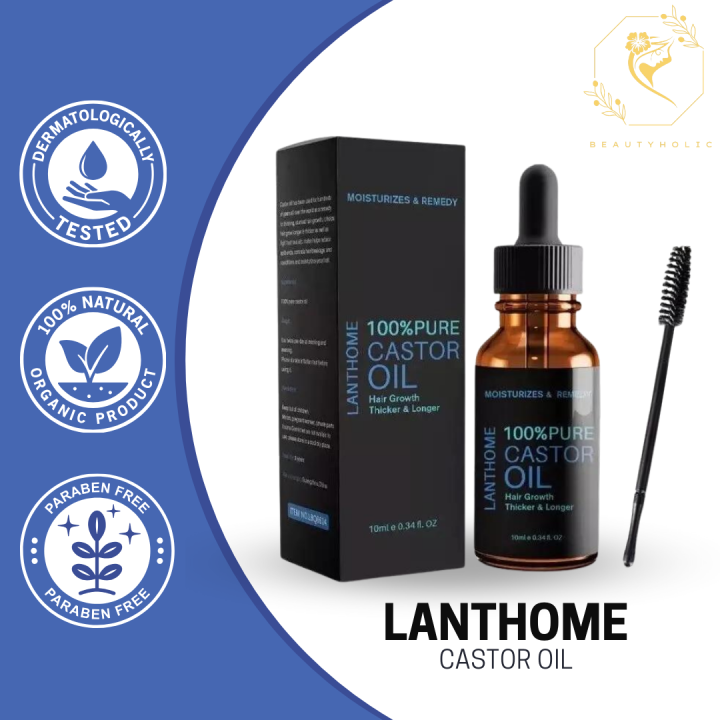Original Natural Lanthome Castor Oil Hair Eyebrow Lashes Growth Serum ...