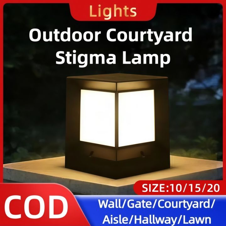 Outdoor Pillar Post Pole Light Led Gate Waterproof Lights 220V Electric ...