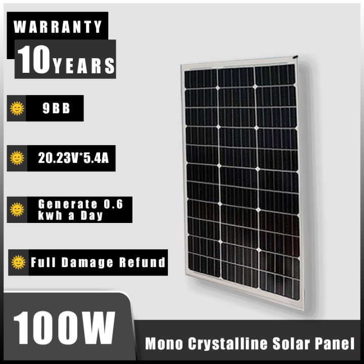 Solar Panel 【100 Watts】Monocrystalline 100W Solar Panels IP67 Waterproof Sun Power Panel With ...