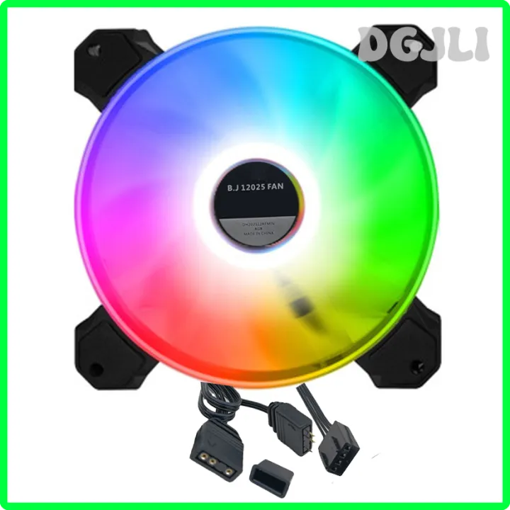 DGJLI 12cm AURA RGB 5V PWM 4PIN Case Fan Quiet PC Radiator CPU Cooler ...