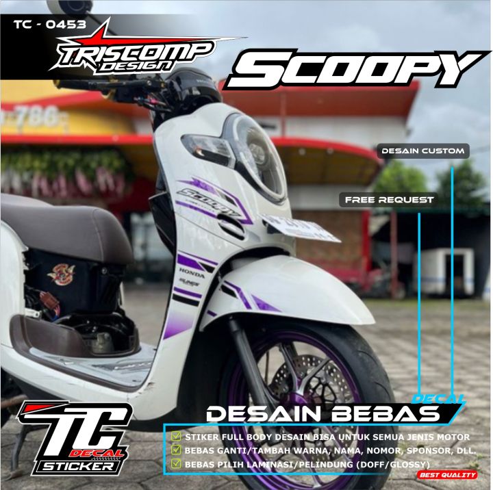 Sticker Scoopy motif terbaru striping transparan Scoopy New Stiker ...
