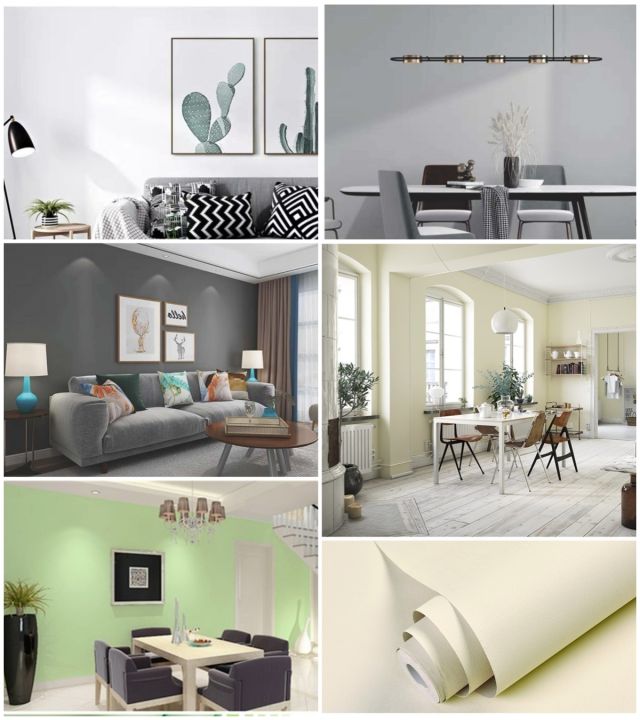 Wallpaper 10M x 45CM PVC Self Adhesive Waterproof Wallpaper Solid Color ...