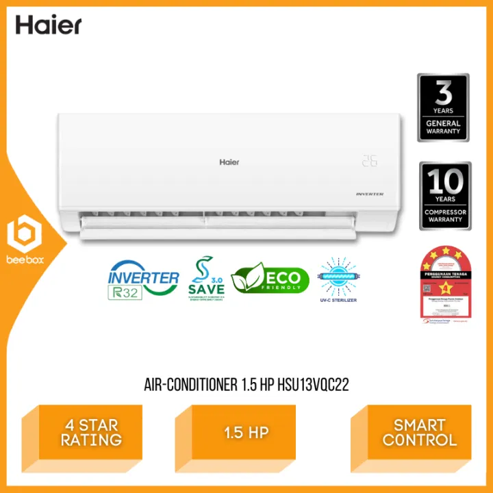 Haier R32 Smart Inverter Series Air Conditioner 1.5 HP UVC Sterilization 4 Star Rating Cool ...