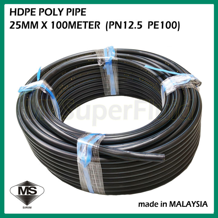 25MM X 100Meter HDPE POLYPIPE Poly Pipe PN12.5 PE100 SDR13.6 (SIRIM) | Lazada