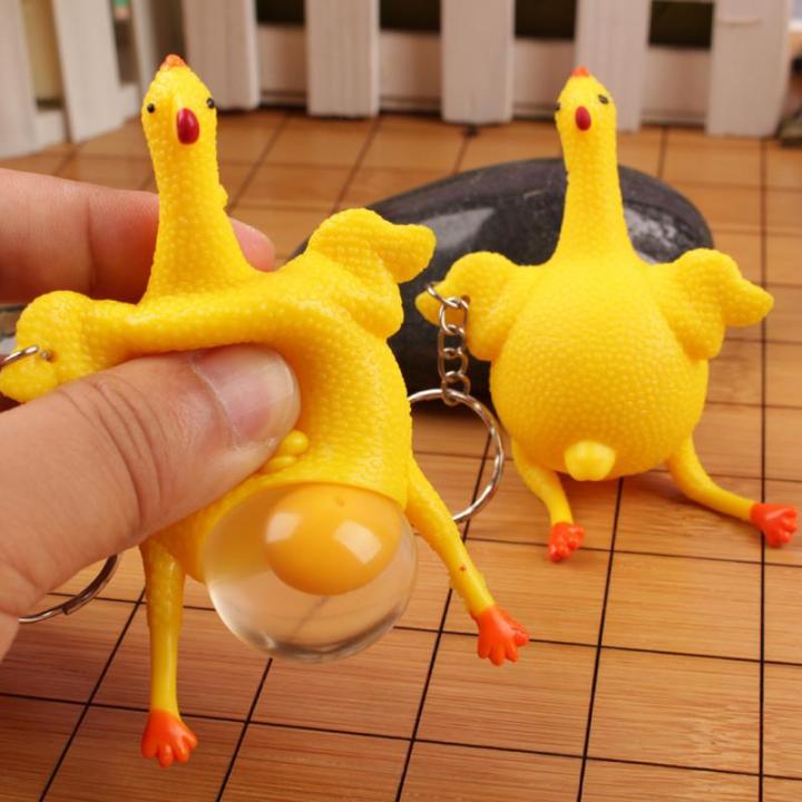 1x Hot Sale Funny Spoof Tricky Chicken Keychain Egg Laying Hens Crowded ...
